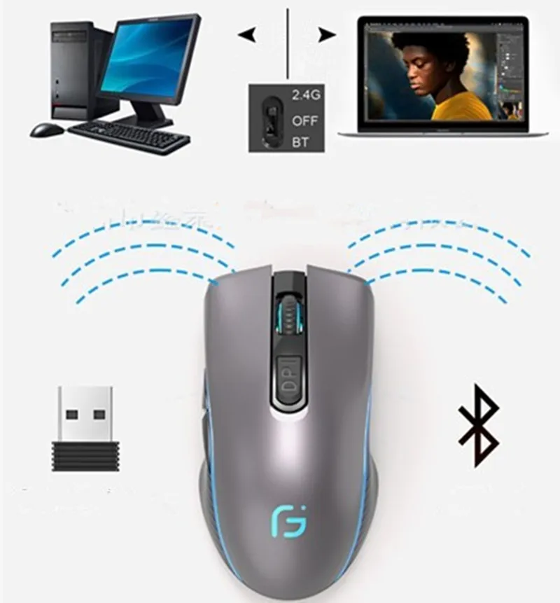 Wireless Bluetooth Gaming Mouse Dual Mode, 2.4GHz, Charging, Ideal For ...