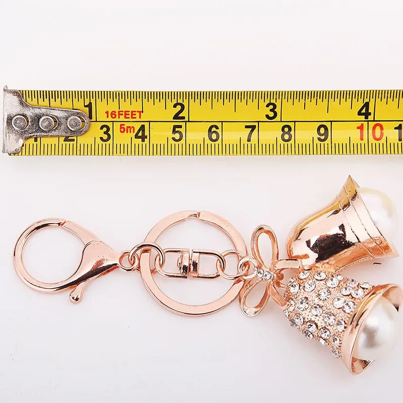 Rhinestone Pearl Jingle Bell Shoe Keychain Girl Charm Car Bag Hanging ...