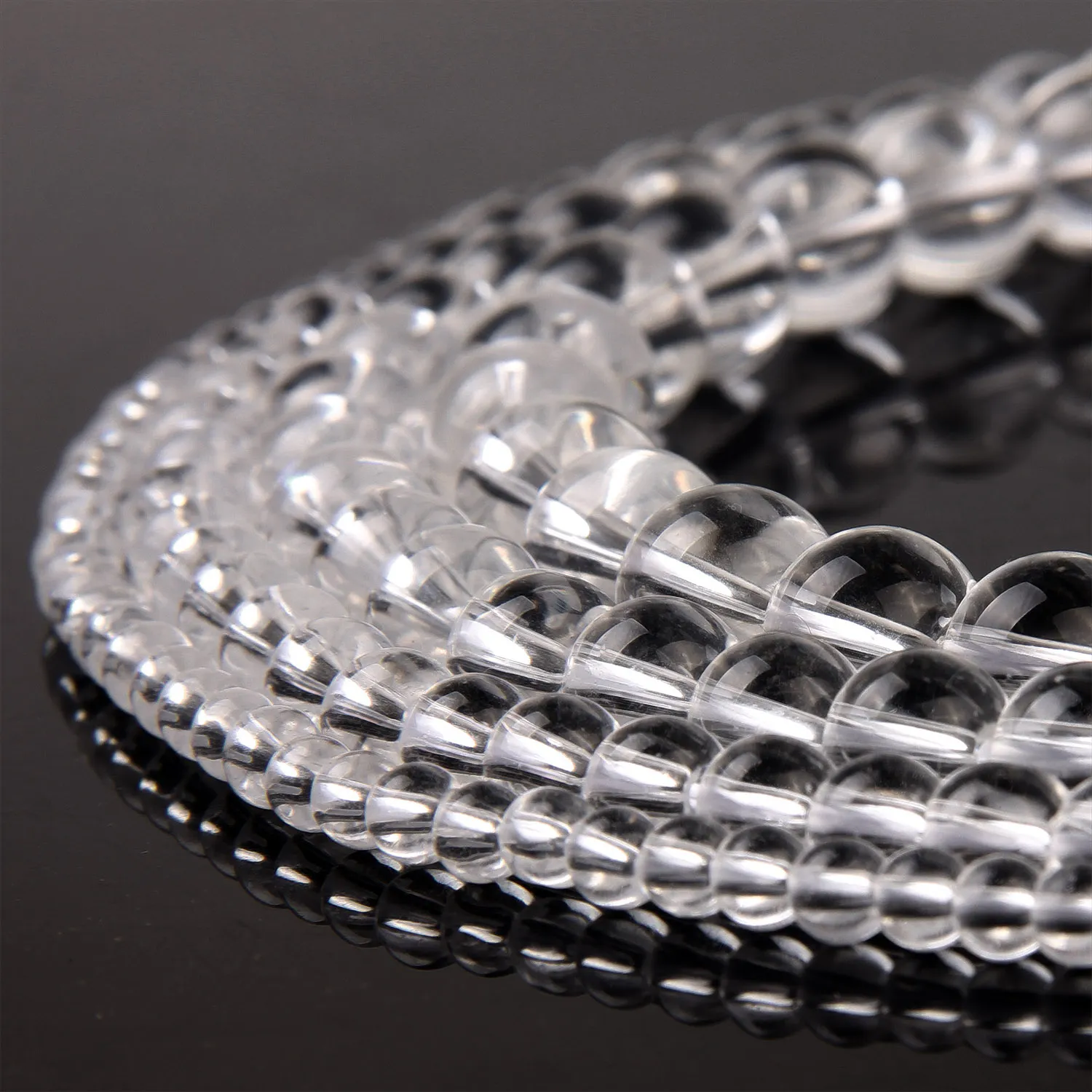 Natural Crystal White Clear Quartz Beads Transparent Round Loose Beads ...