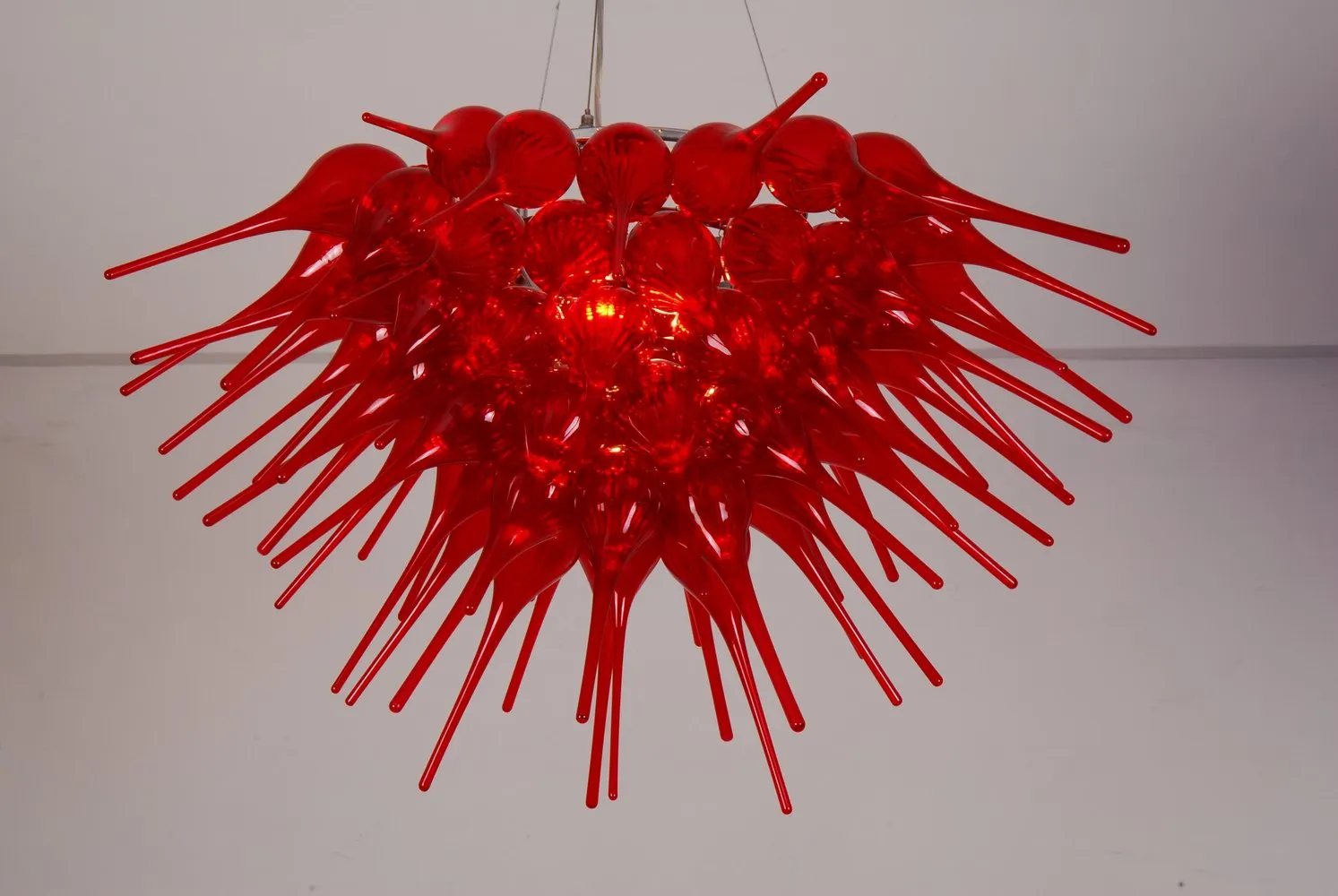 Contemporary Red Ceiling Lights 100% Hand Blown Glass Chandelier ...