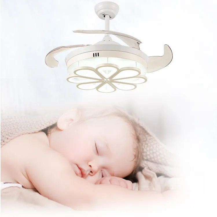 42'' Retractable Ceiling Fan Chandelier Light With LED Integration ...