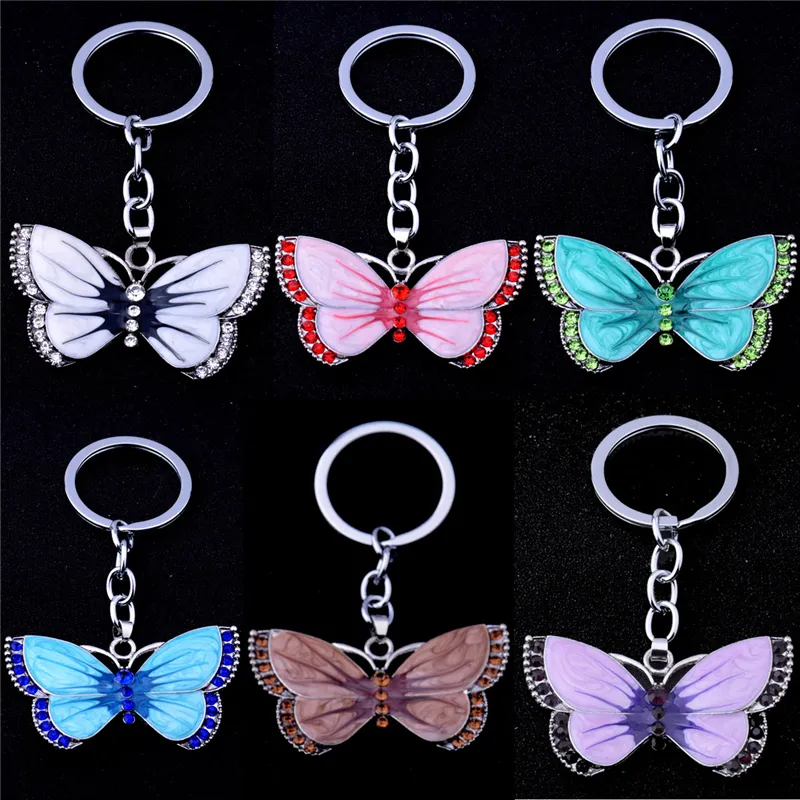 Crystal Animal Butterfly Keychains Silver Fashion Vintage Rhinestone ...