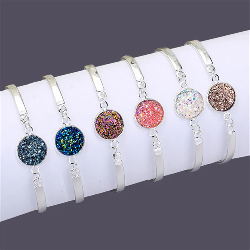 Ladies Charm Bracelets: Colorful Crystal Quartz Stone Bangles For Women ...