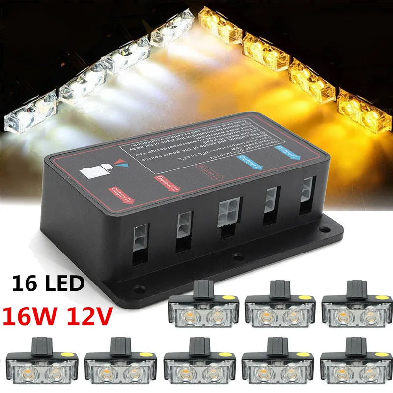 12V 16W LED Grill Strobe Lights For Trucks Wireless Emergency Warning ...