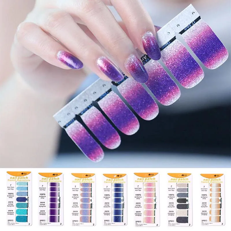 DHgate.com:Gradient Color DIY Nail Wraps: Full Coverage Nail Art ...