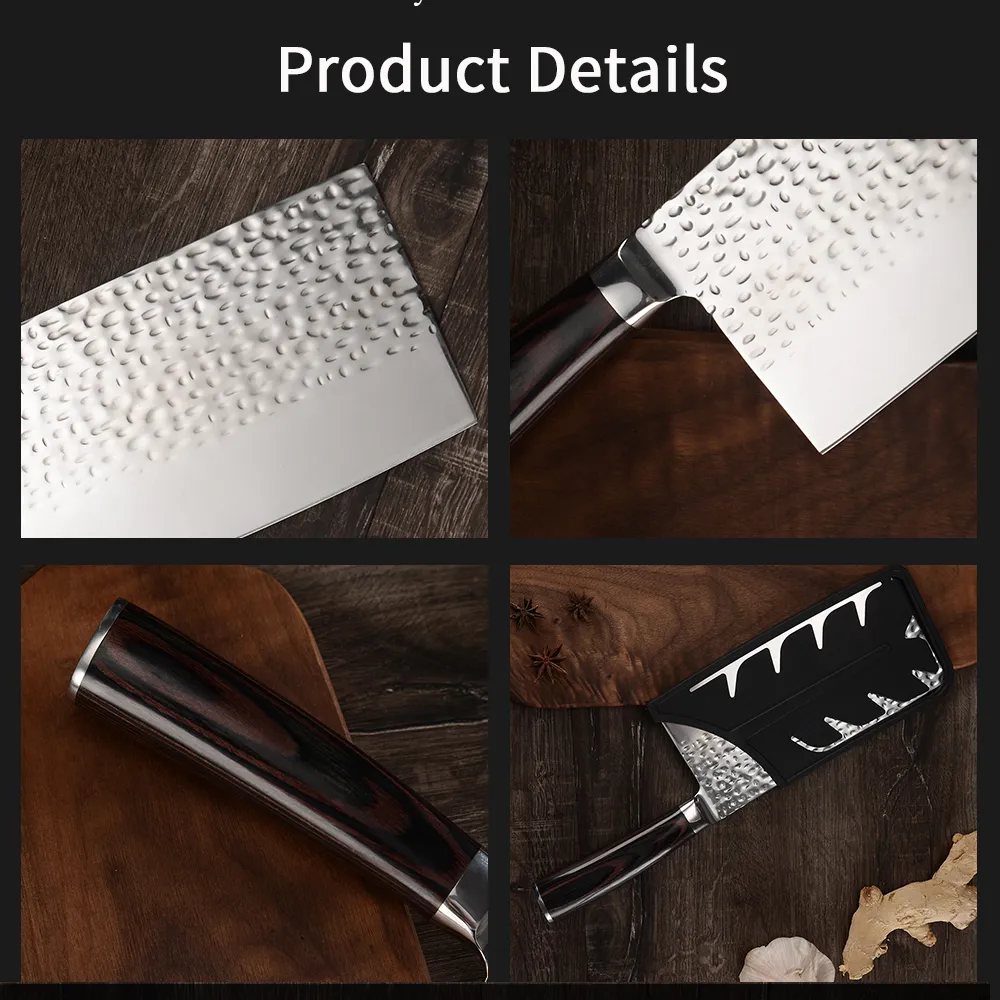 7Inch Chef Knife 7Cr17Mov Stainless Steel Kitchen Knife Cleaver ...