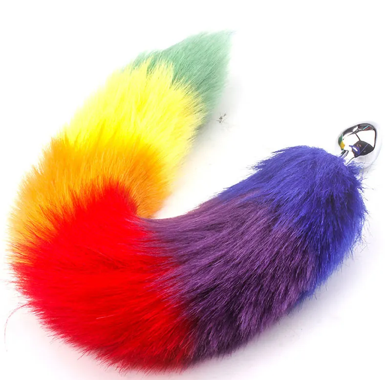 Stainless Steel Colorful Tail Anal Plug Pleasure Bead Butt Plug For Adult Games And Flirting Fun