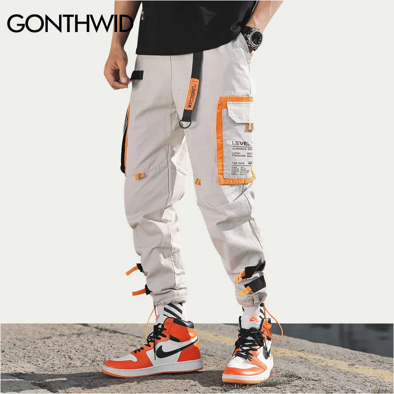 Gonthwid Multi Pockets Cargo Harem Jogger Pants Men Hip Hop Fashion
