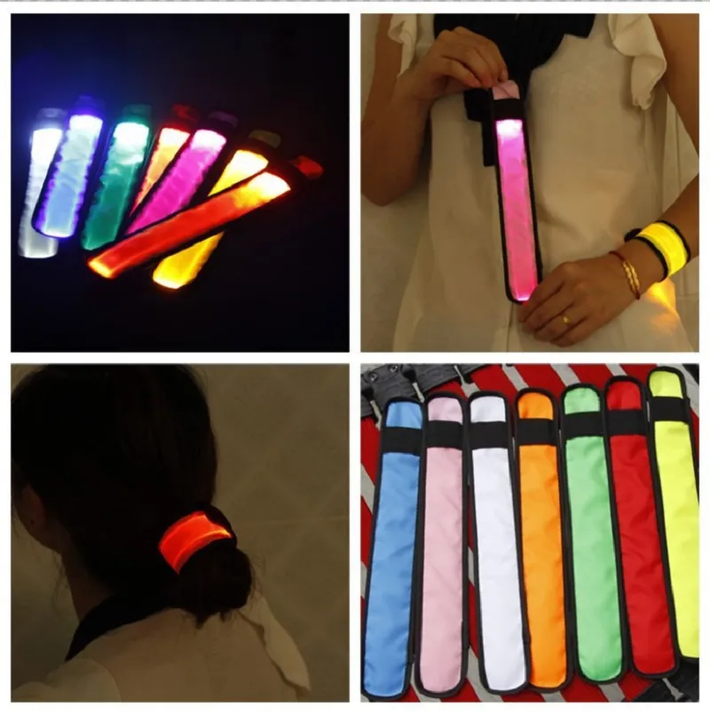 Portable Led Light Sports Slap Wrist Strap Glowing Flash Bracelet For ...