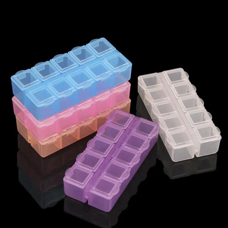 10 Grid Plastic Storage Box Organizer Container Case for Nail Tools ...