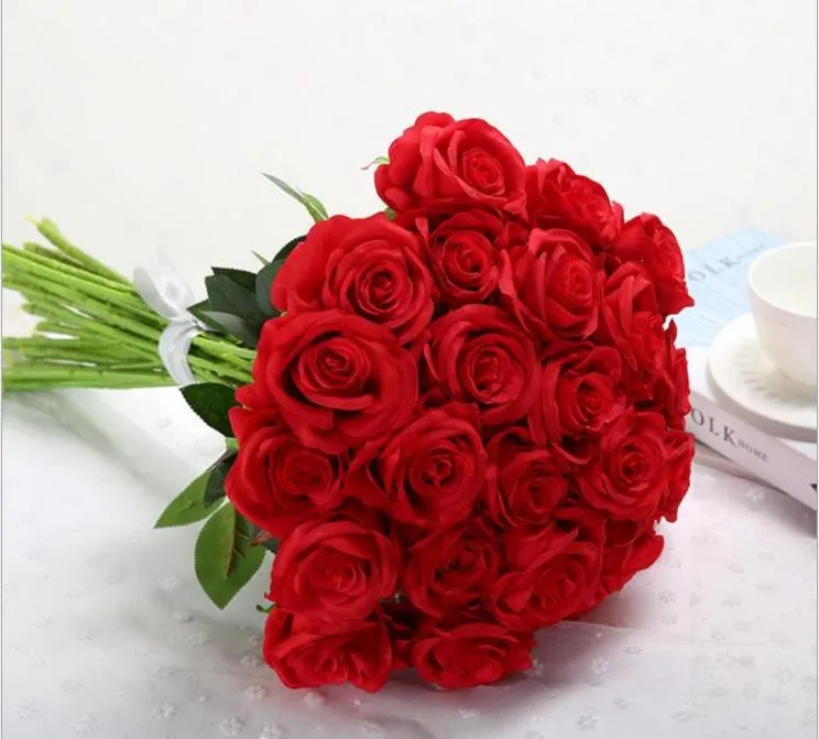 Single Red Velvet Rose Artificial Red Roses Bulks Wholesale Lover From ...