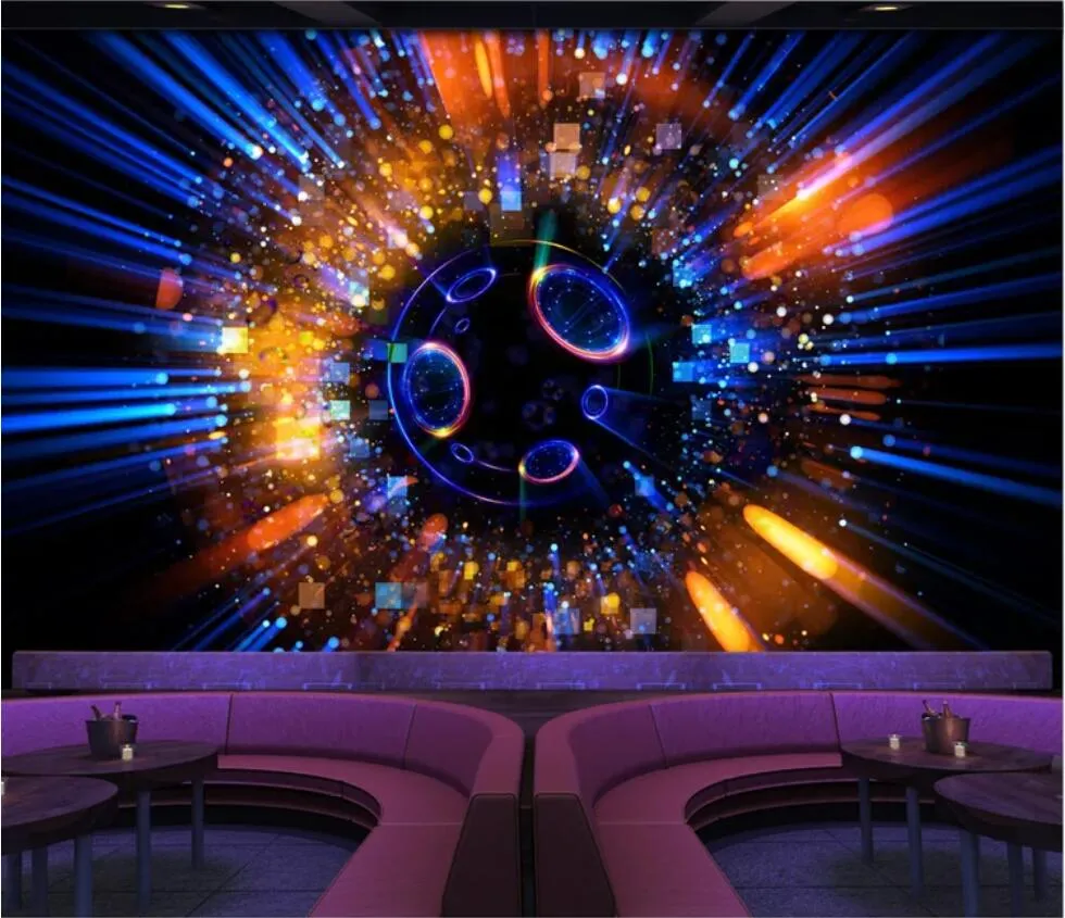 3d Wallpaper Custom Photo Mural Cool Laser Light Bar Ktv Background