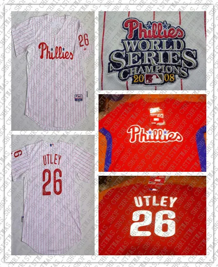 100% Embroidery Custom Chase Utley Jersey 2018 World Stitched Customize ...