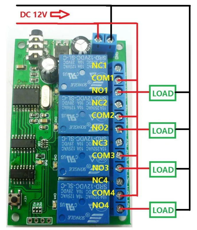 DHgate.com:DC 12V 4-Channel DTMF Tone Phone Voice Remote Control Relay Switch Module for LED ...