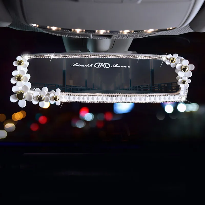 Female Car Accessories, Sparkling Auto Rearview Mirror Ornament With ...