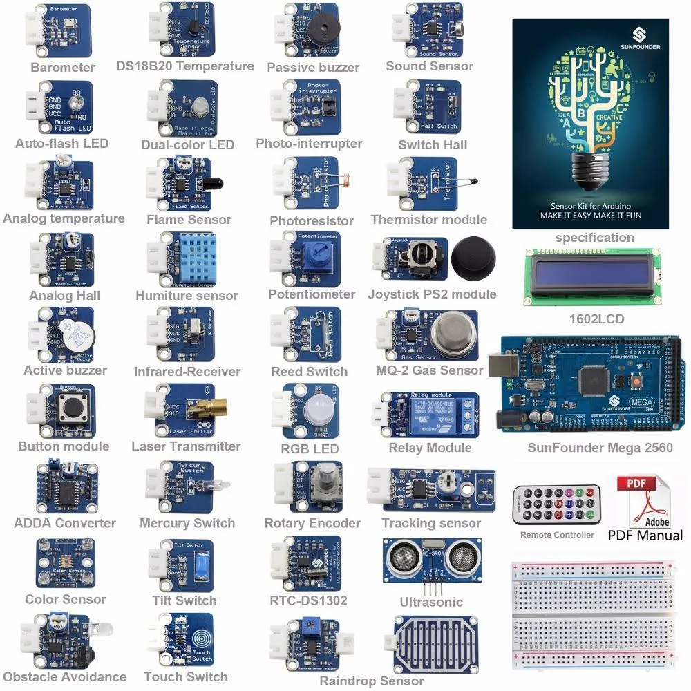 Arduino Mega 2560 Sensor Kit V2.0 Ultimate Robotics IoT Project Starter De $187.99 | DHgate