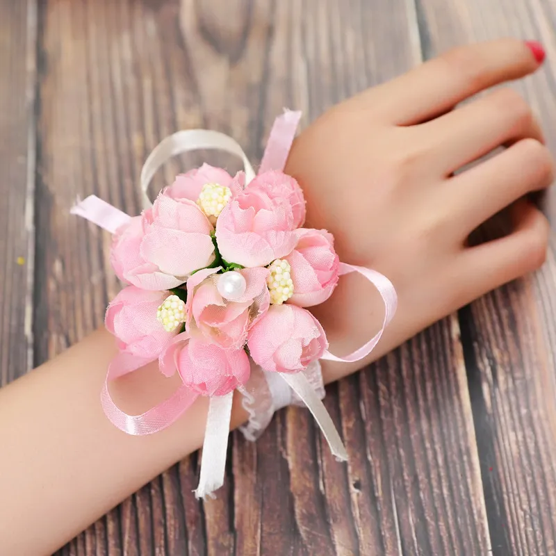 Bridal Wrist Corsage, Elegant Wedding Wrist Flower Set: 50 Faux Floral ...