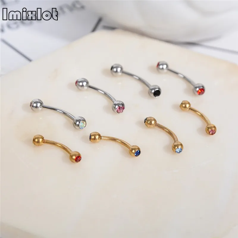 DHgate.com:Silver & Gold Eyebrow Piercing Bars with Rhinestones (5Pcs ...