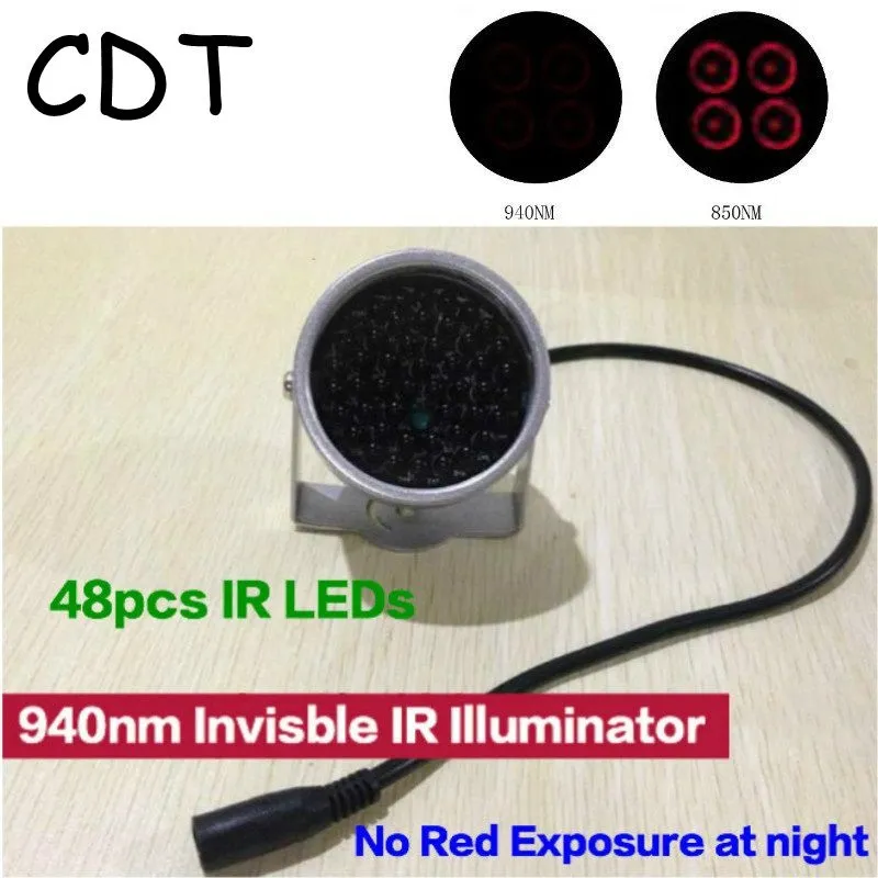 CDT 940nm IR LED Illuminator Security Lighting with 48 Invisible ...