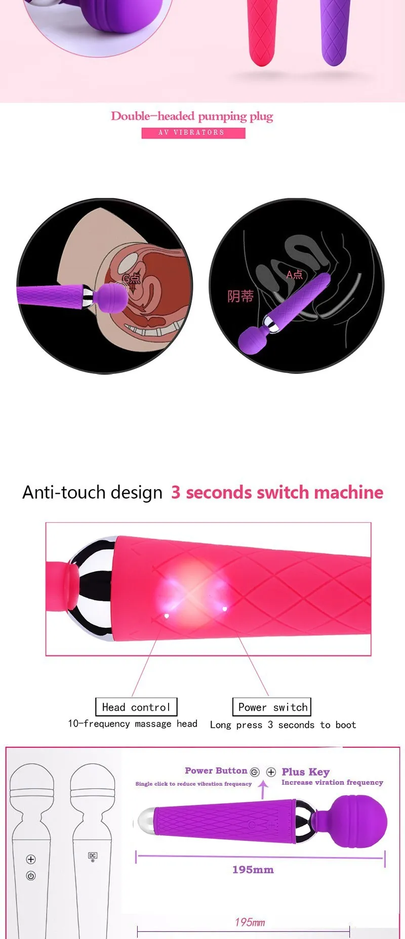 Black Wolf Super Powerful Oral Clit Vibrators For Women Usb Rechargeable Av Magic Wand Massager