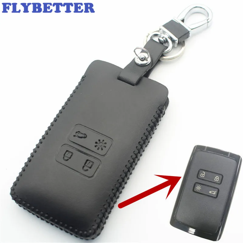 FLYBETTER Genuine Leather 4Button Keyless Entry Smart Key Case Cover ...