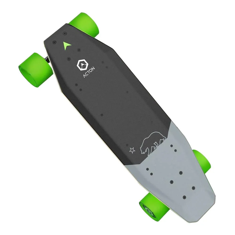Electric Skateboard with Remote & LED Lights - 12KM Range, Grey & Green ...