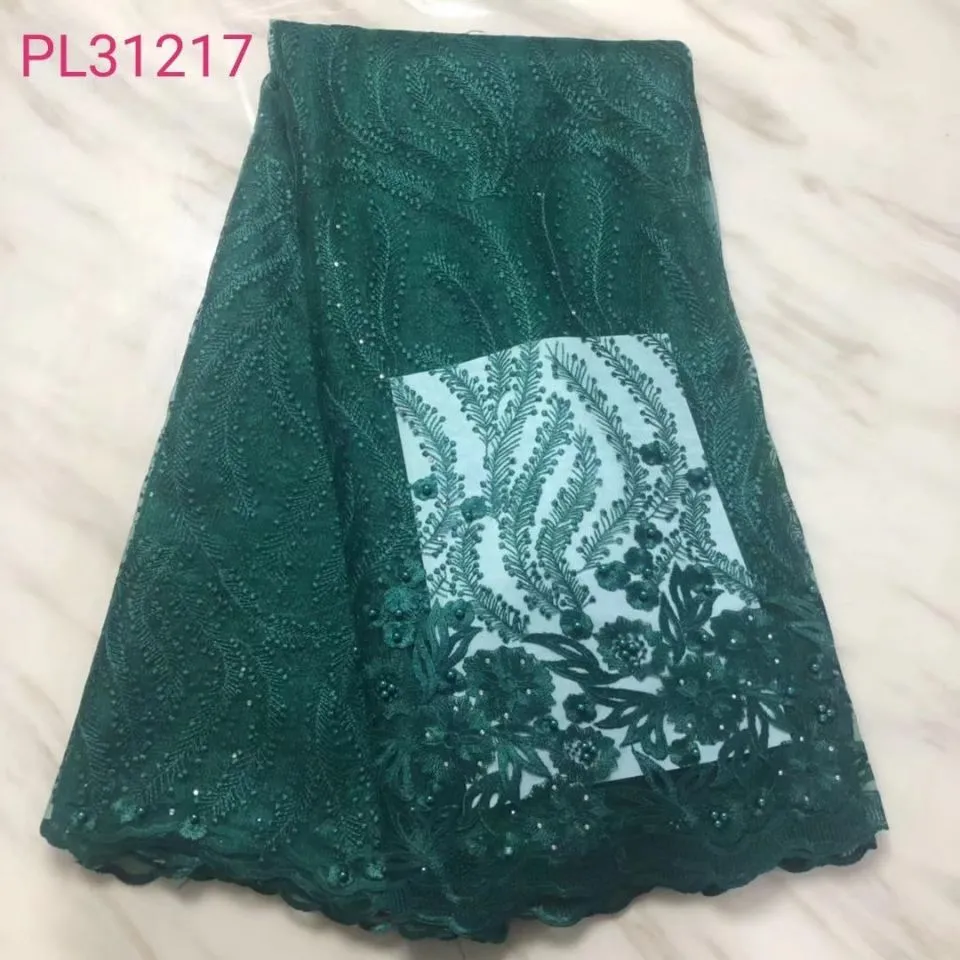 5Yards/Pc Fashionable Green French Net Lace Embroidery With Beads ...