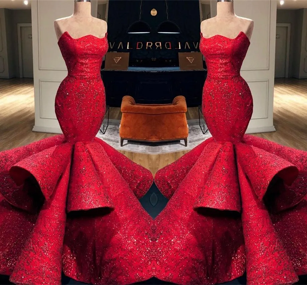 Red Sweetheart Mermaid Prom Dress: Elegant Sequin Lace Evening Gown ...