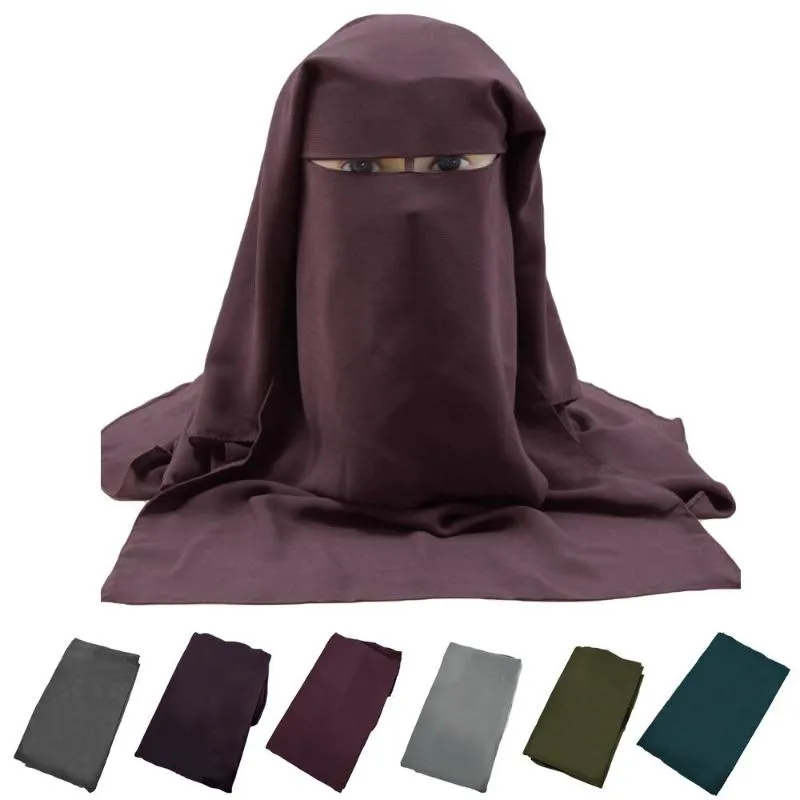 Ethnic Clothing 3 Layer Niqab Muslim Hijab Scarf Face Cover Veil