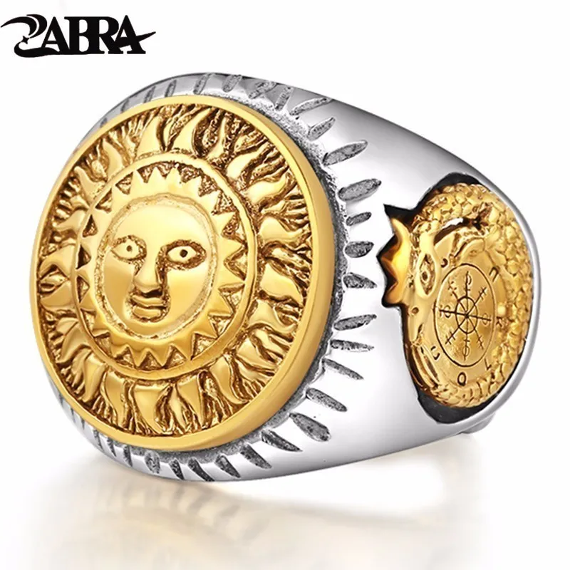 925 Sterling Silver Men's Ring: Gold Sun God, 3D Dinosaur, Adjustable ...