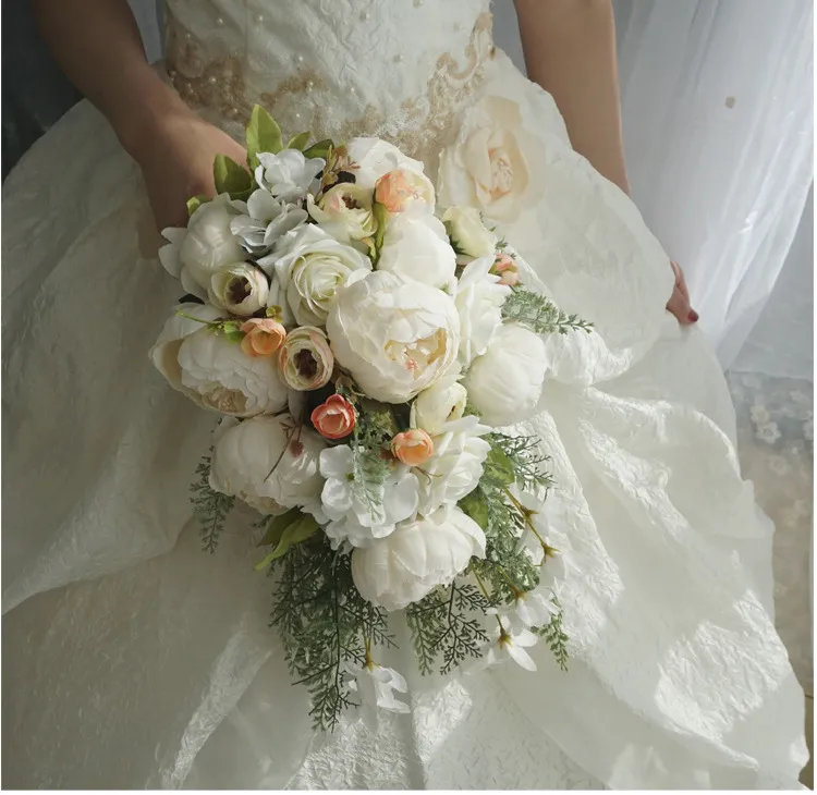 White Rose Bouquet With Crystals