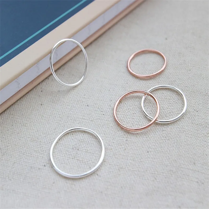 DHgate.com:Delicate 1.2mm 925 Sterling Silver Band Ring for Women, Stylish Knuckle Ring for ...