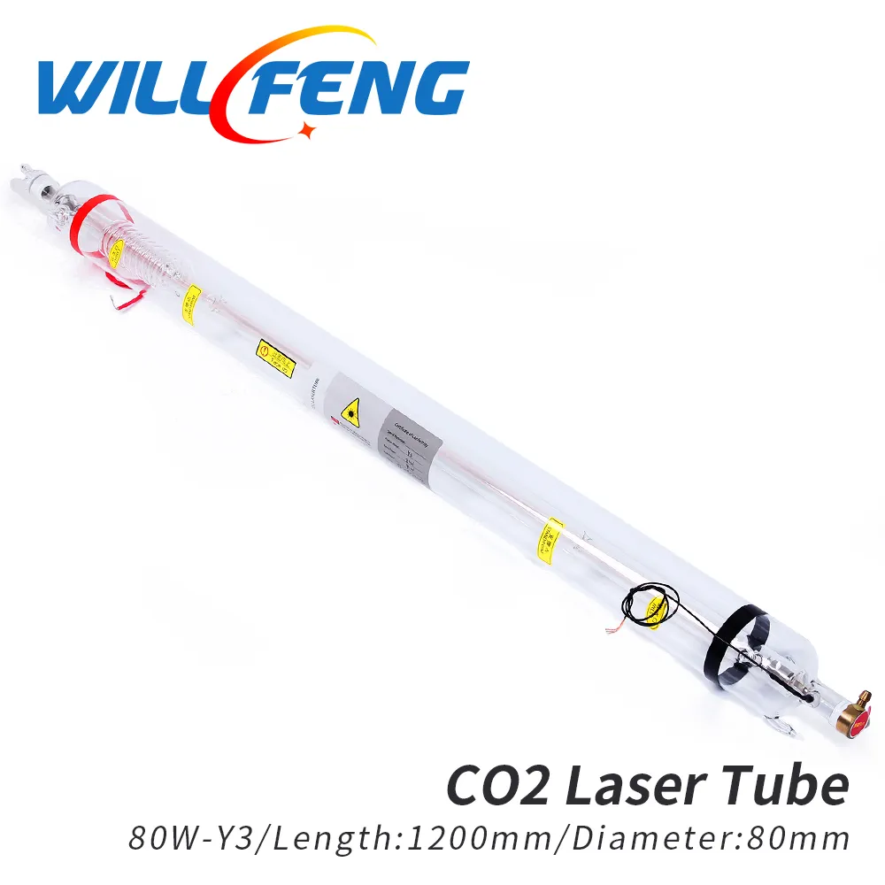 80W CO2 Laser Tube - 1250mm Long, 80mm Diameter - High Power Glass ...