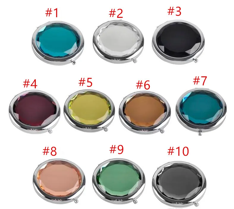 Crystal Compact Mirror - Magnifying Makeup Mirror, Elegant Metal Pocket ...