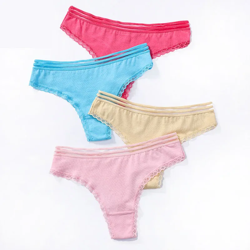 Wholesale Womens Cotton Womens Cotton Thong Underwear Breathable Low Rised And Seamless