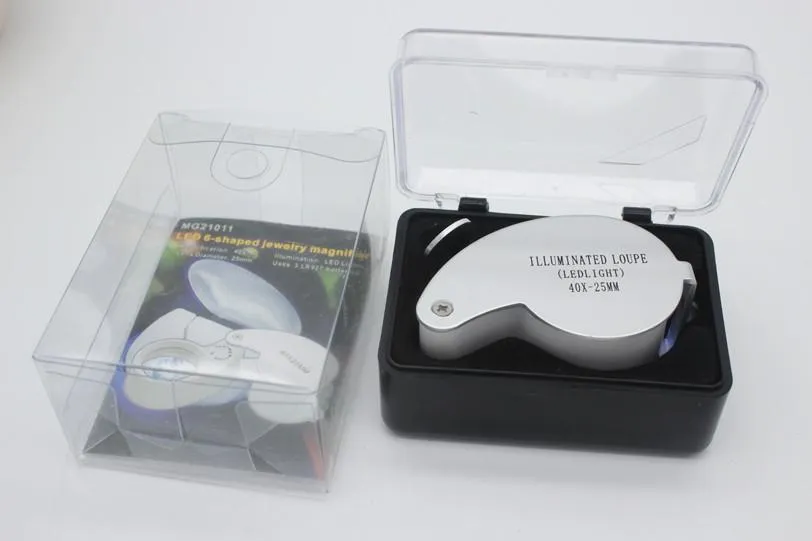 40X Magnifying Loupe with LED Light - 25mm Jeweler's Glass Magnifier ...