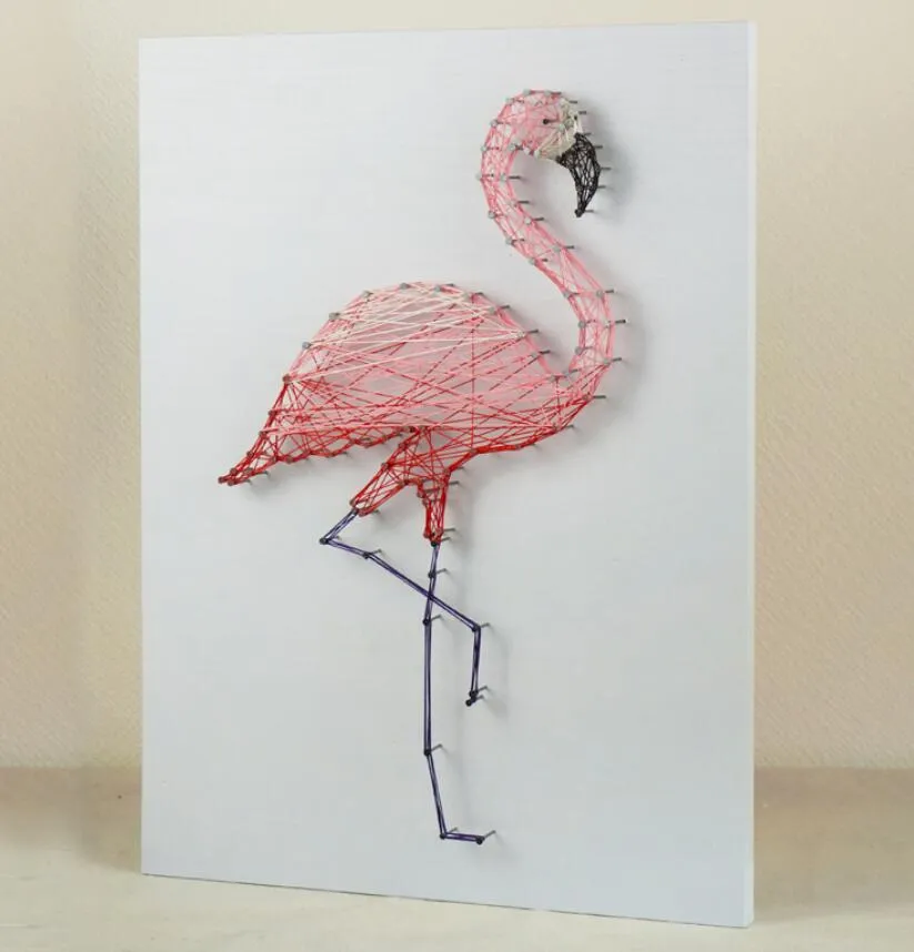 Flamingo String Art: 3D DIY Wall Decor, Handmade Wedding Gift Set Green ...