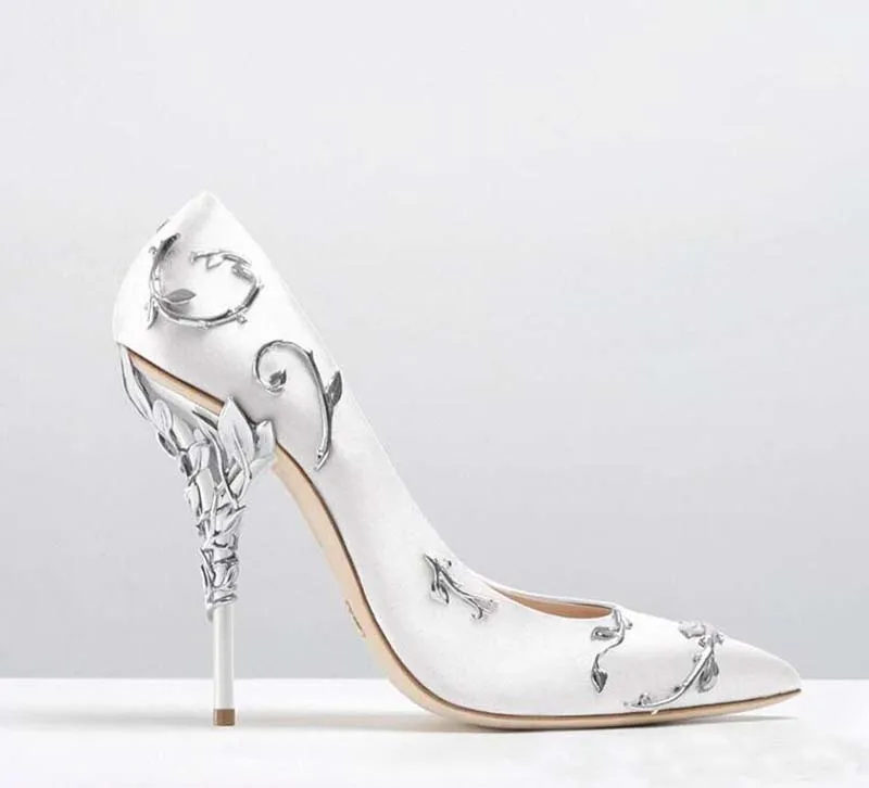 Silk Eden Floral Silver Stiletto Heels For Weddings, Proms, Birthdays ...