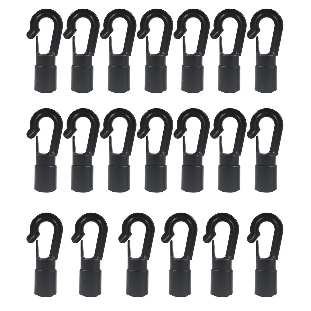 6mm Shock Cord End Hooks - Heavy Duty Bungee Cord Terminal Ends with ...