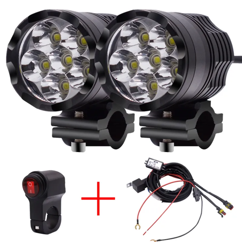 Moto Lighting Motorcycle LED Headlights 60W 10000LM U2 LEDs Wide Beam ...