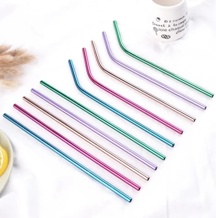 DHgate.com:Rainbow Stainless Steel Reusable Straws - Set of 6 Straight ...