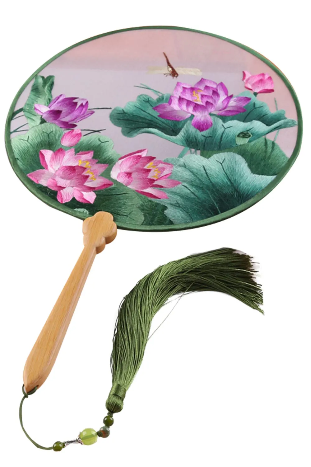 Traditional Chinese Style Silk Round Wedding Fan Double Hand Embroidery ...