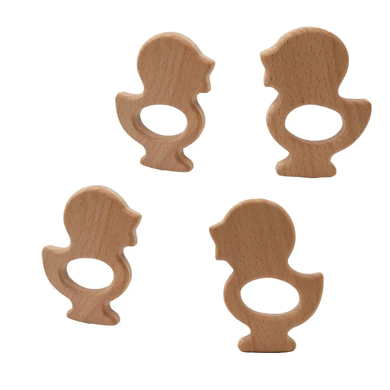 DHgate.com:4pcs Wooden duck Animal shape Teethers Nature Baby Teething ...