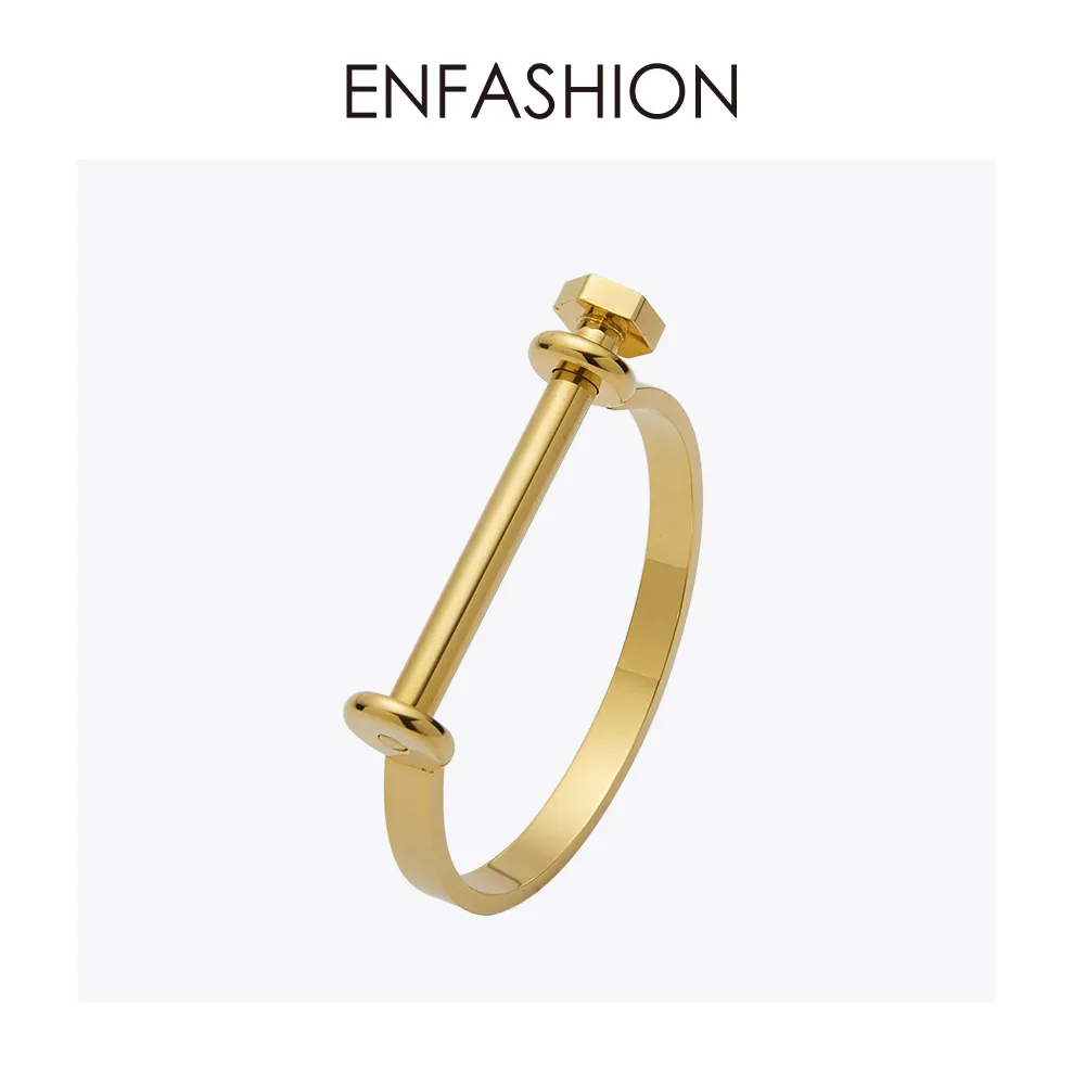 Shackle U Cuff Bracelet: Unique Noeud Armband In Gold Screw Bangle ...