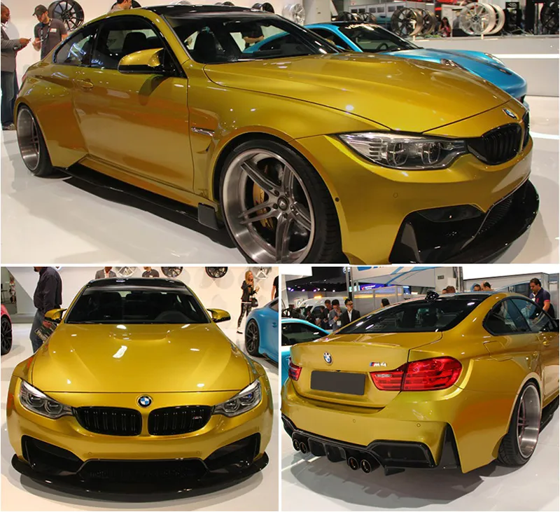 Glossy Candy Gold Car Wrap Vinyl Premium Auto Wrapping Film For DIY ...