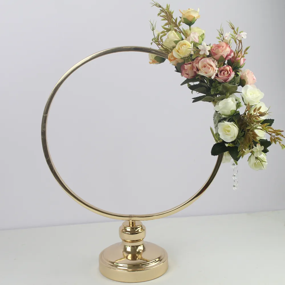 Round Ring Arch Wedding Centerpieces Metal Floral Stand Backdrop Shelf ...