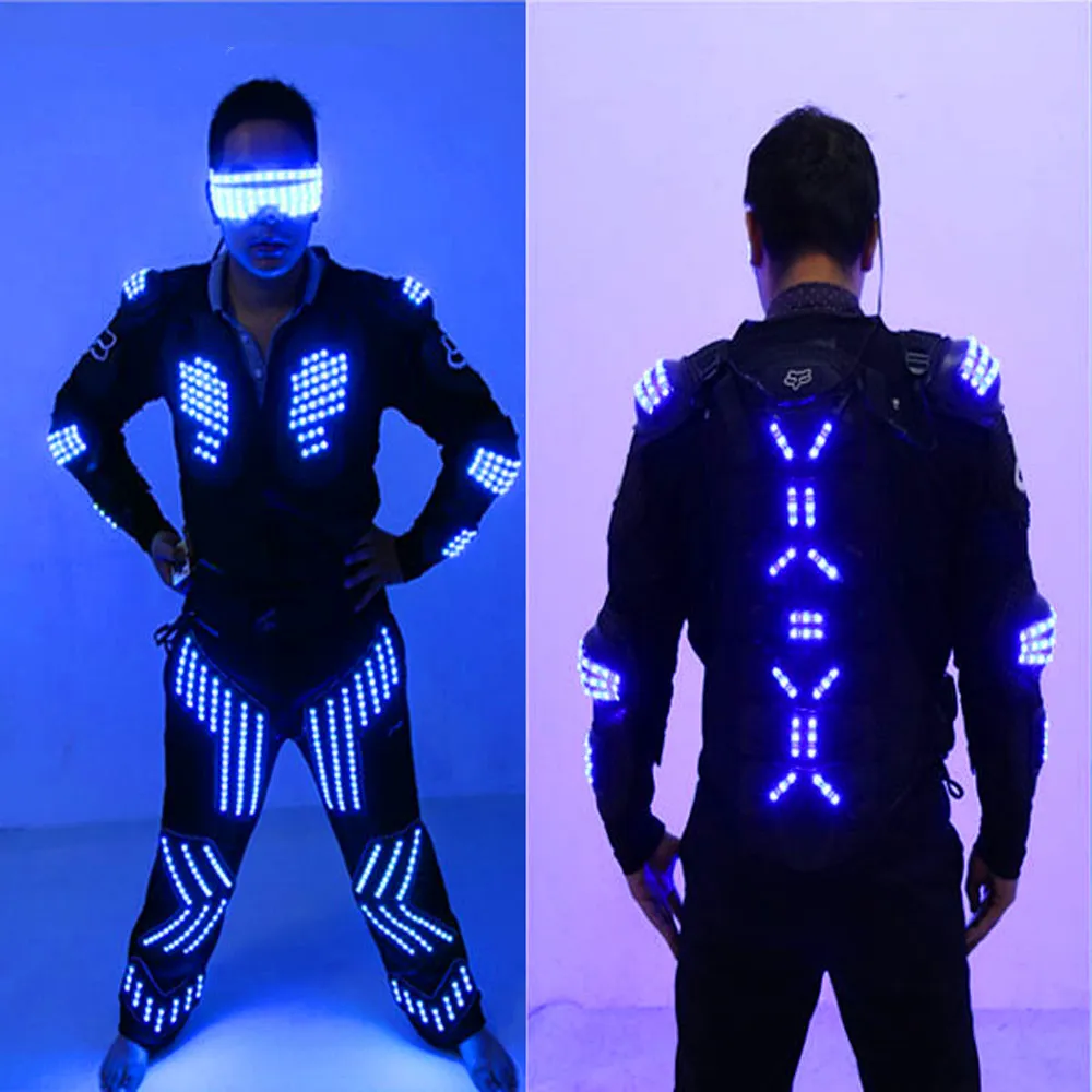Rgb Led Homens Robôs Luminosos Fato Dj Armadura Capacete Veste Luz Colorida Led Crescendo Trajes