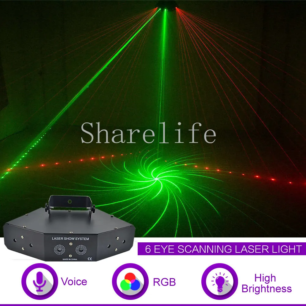 DHgate.com:6-Lens RGB Full Color Beam Pattern DMX Laser Scanning Light ...