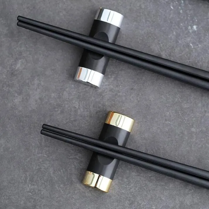 Elegant Gold Chopstick Rest - Traditional Chinese Pillow Design, Alloy ...