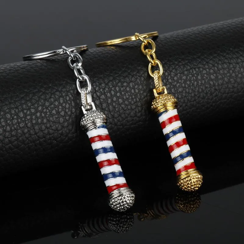 Mini Barber Pole Keychain - 3D Rotating Metal Barber Pole Keyring ...